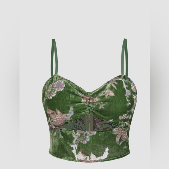 Cider | Tops | Nwt Cider Velvet Floral Corset Crop Top | Poshmark